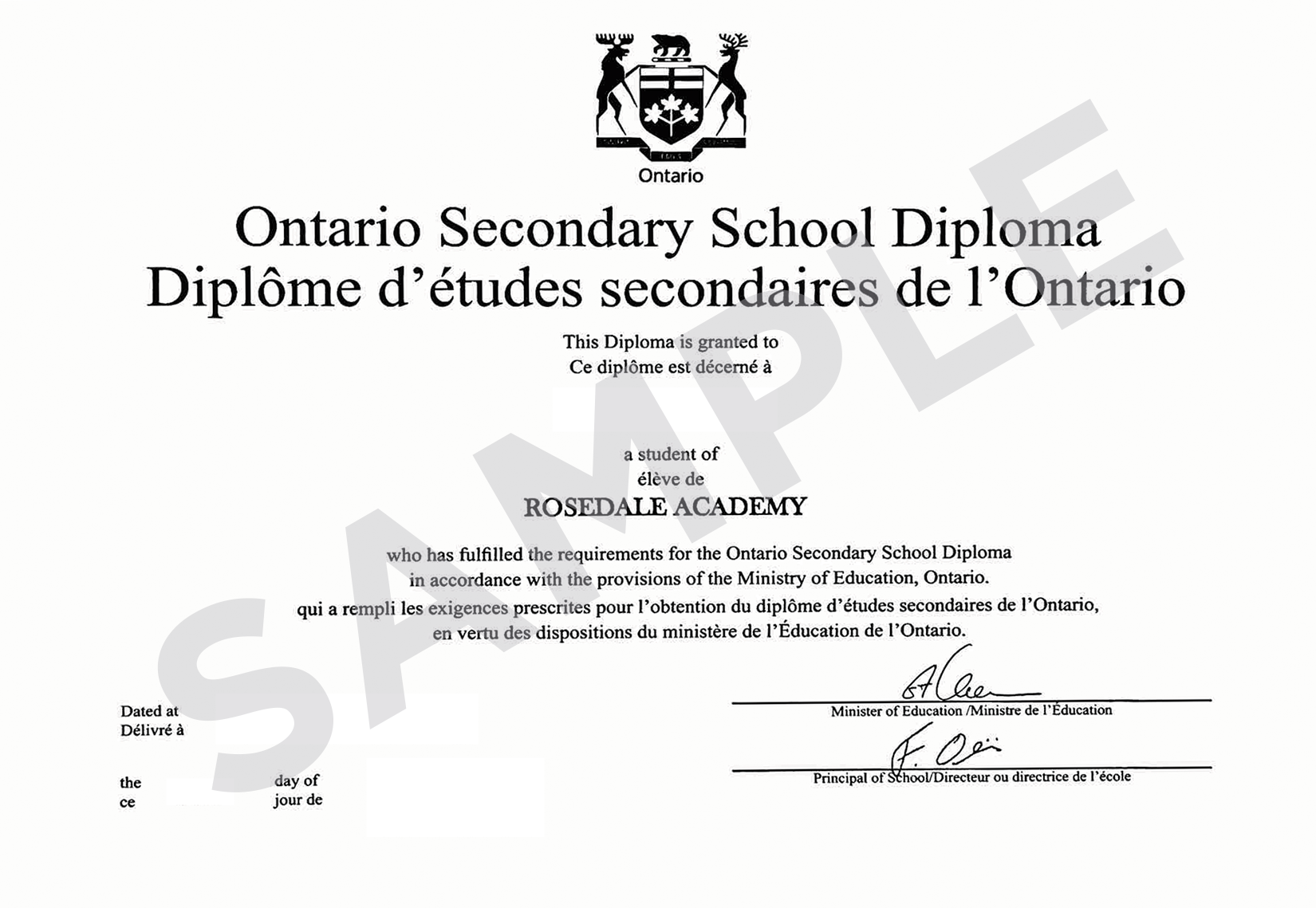 Ontario Secondary School Diploma OSSD Rosedale