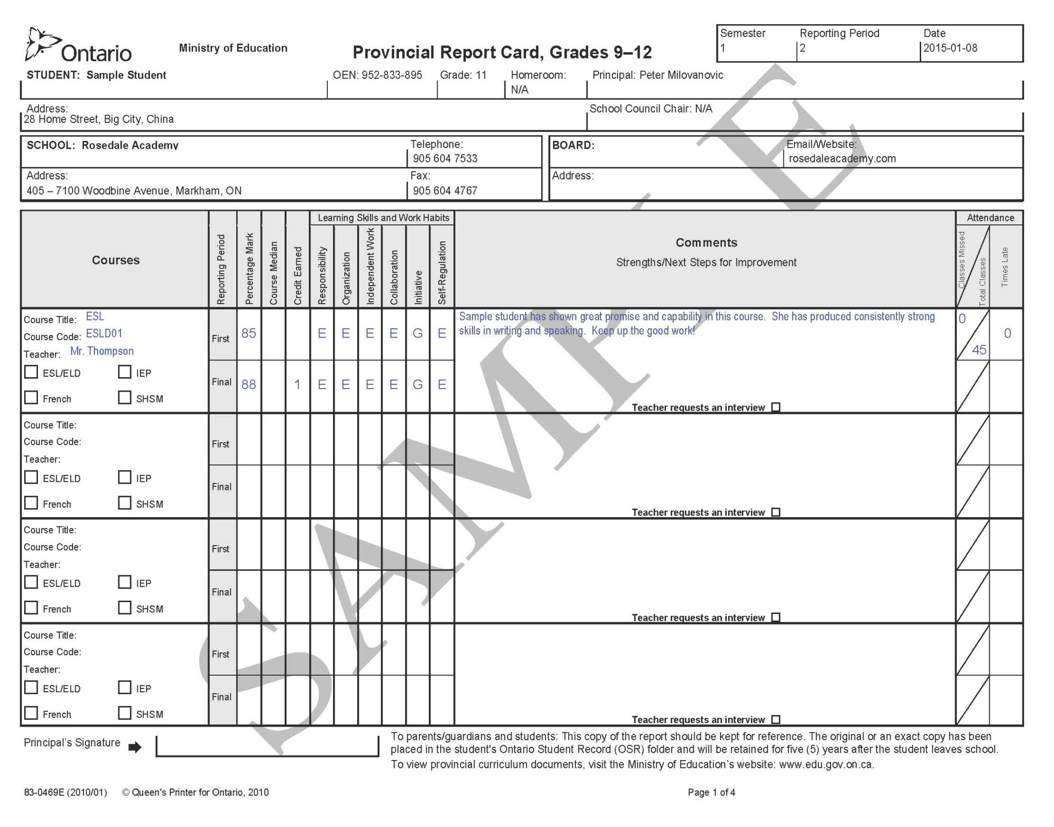 Ontario Secondary School Diploma (OSSD) - Rosedale