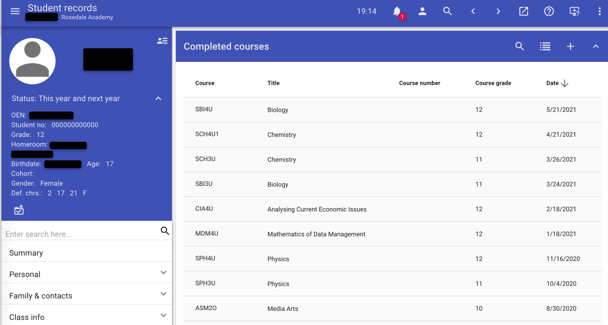 Ontario Secondary School Diploma (OSSD) - Rosedale